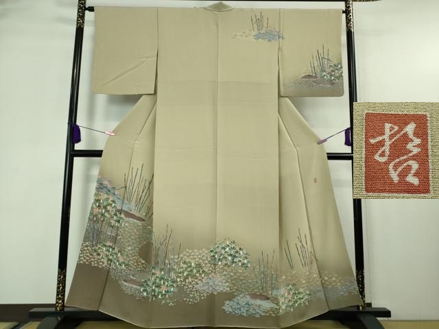 平和屋着物●十日町　加賀草木友禅の第一人者　田村哲彦　訪問着　壺垂れ　草花文　暈し染め　正絹　逸品　DAAQ3393ps 平和屋着物□極上 十日町 加賀草木友禅の第一人者 田村哲彦