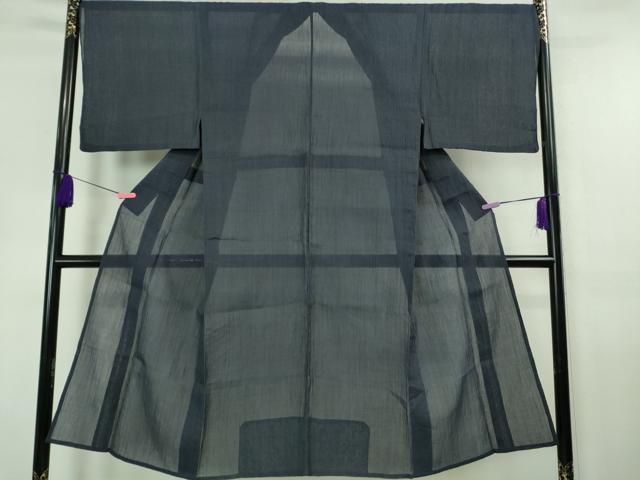 平和屋着物■極上　夏物　男性　本場小千谷ちぢみ　色無地　濃藍色　麻　逸品　DZAA6928kh5