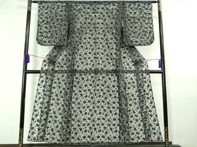 平和屋着物■極上　夏物　小紋　レース　花間道　黒地　逸品　DZAA6930kh5