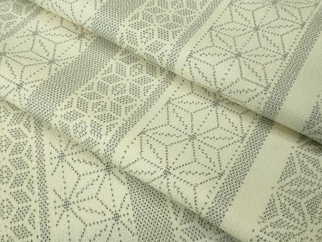 平和屋着物■極上　本塩沢　袷　麻の葉間道　逸品　DZAA6940kh5