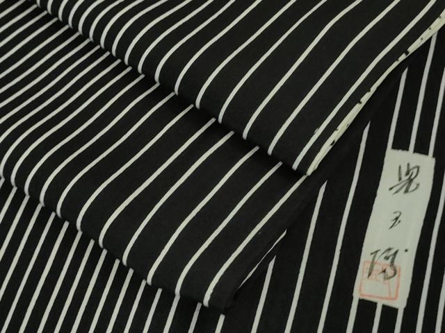 平和屋着物■極上　重要無形文化財　人間国宝　伊勢型紙縞彫師　児玉博　小紋　縞　黒×白　逸品　DZAA6943kh5