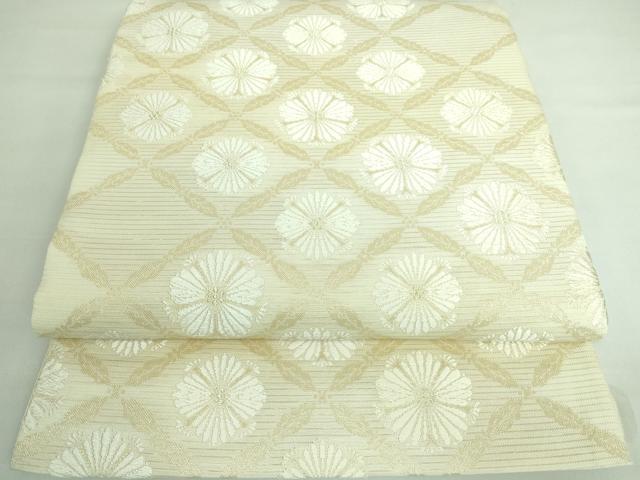 平和屋着物■極上　夏物　六通柄袋帯　唐織　菊花菱　蒸栗色地　金糸　逸品　DZAA6959kh5