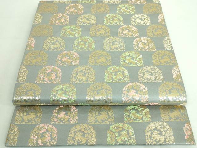 平和屋着物■極上　龍村美術織物　龍村製　九寸開き名古屋帯　瑞花遊園文　金糸　逸品　DZAA6962kh5