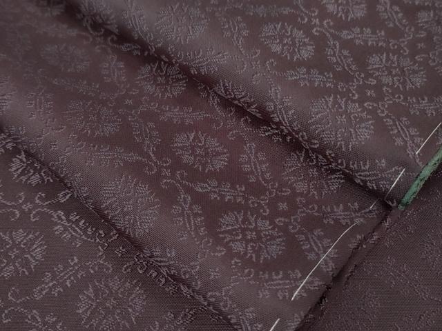 平和屋着物■極上　お召　花菱地紋　色無地　深紫色　逸品　未使用　DZAA7062kh5