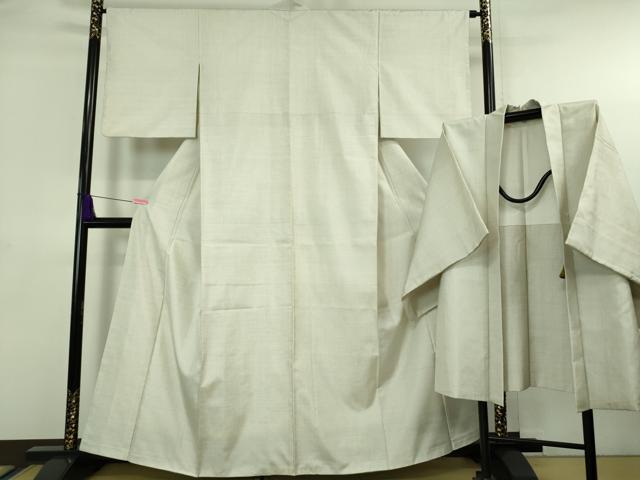 平和屋着物■極上　本場大島紬　白大島　羽織セット　一元絣　羽織紐付き　逸品　DZAA7067kh5