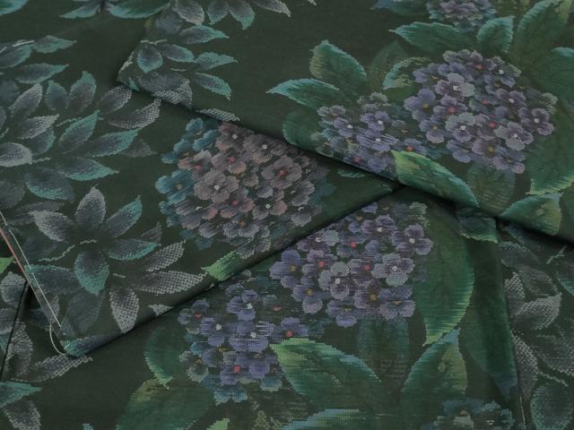 平和屋着物■極上　本場大島紬　紫陽花　あじさい　黒地　逸品　未使用　DZAA7097kh5