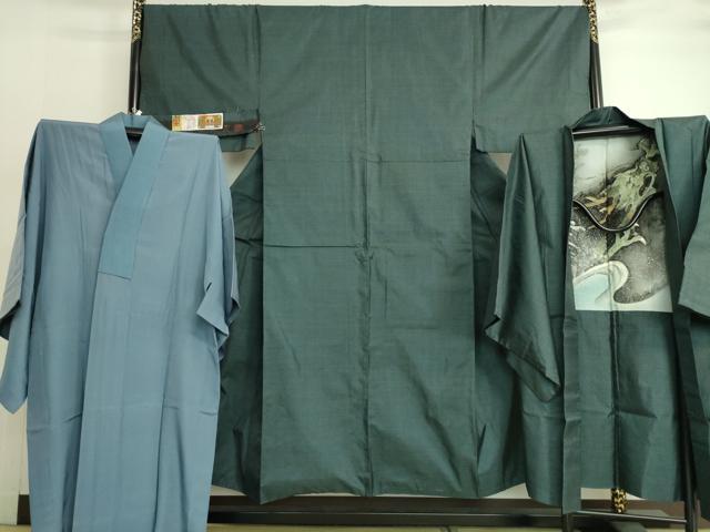 平和屋着物■極上 男性 本場大島紬 アンサンブル 長羽織 長襦袢(無双仕立て)セット 100亀甲 総詰め 川畑郁雄作 証紙付き 逸品 DZAA7112kh5