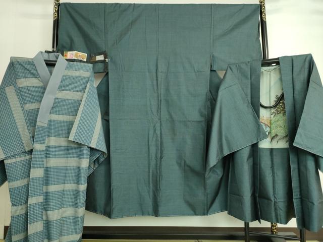 平和屋着物■極上　男性　本場大島紬 アンサンブル 長襦袢(無双仕立て)3点セット 100亀甲　総詰め　山田実作　証紙付き　逸品　DZAA7113kh5