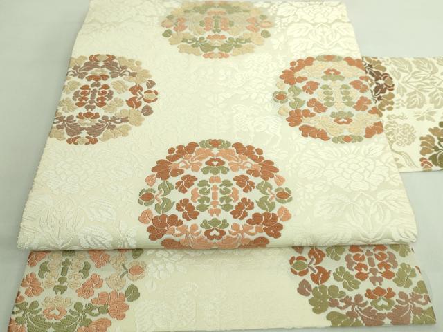 平和屋着物■極上　九寸名古屋帯　唐織　樹下双獣花文　蒸栗色地　反端付き　三越扱い　逸品　DZAA7152kh5