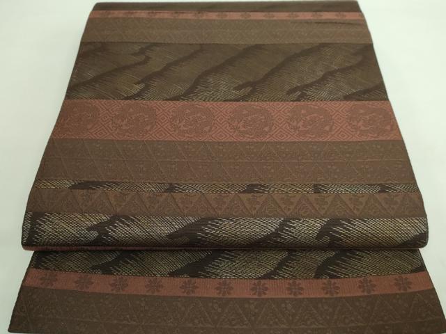 平和屋着物■極上　両面　全通柄袋帯　名物裂横段文　二重織　逸品　DZAA7164kh5