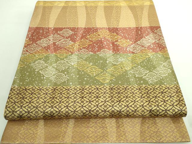 平和屋着物■極上　善之助　着物ブランド　一期一会　全通柄袋帯　横段文　金彩　逸品　DZAA7174kh5