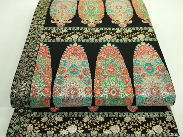 平和屋本店■極上　龍村晋謹製　全通柄袋帯　波斯聖樹文錦　黒地　金銀糸　逸品　DZAA7201kh5