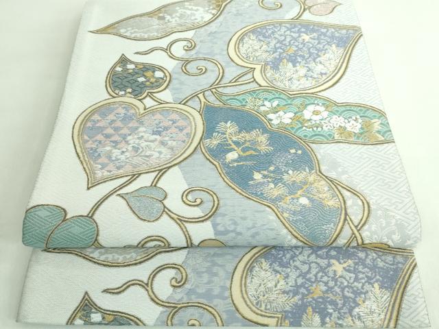 平和屋着物■極上　西陣　とみや織物謹製　とみや帯　六通柄　京袋帯　吉祥福豆繁栄文　藍染糸　証紙・反端付き　逸品　DZAA7222kh5