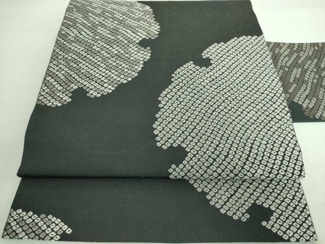 平和屋着物■極上　千家十色塗師十三代　中村宗哲　雪間乃草　九寸名古屋帯　唐織　紬地　黒地 ますいわ屋扱い 逸品 DZAA7238kh5