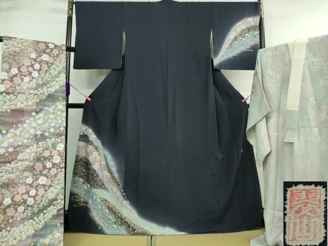 平和屋本店■極上 越後十日町の一流染匠 桐屋 翠山工房 訪問着・長襦袢(無双仕立て)・袋帯セット 暈し染 金彩 やまと誂製 逸品 DZAA7268kh5