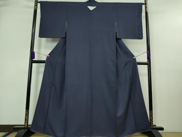 平和屋着物■極上　日本のお笑いタレント　俳優　画家　書家　片岡鶴太郎　色無地　ネービーブルー色　逸品　未使用　DZAA7319kh5