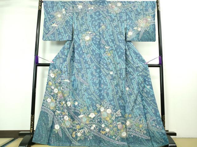 平和屋着物■極上　染色図案　 池川禎亮　訪問着　辻が花　金彩　銀通し地　逸品　DZAA7349kh5