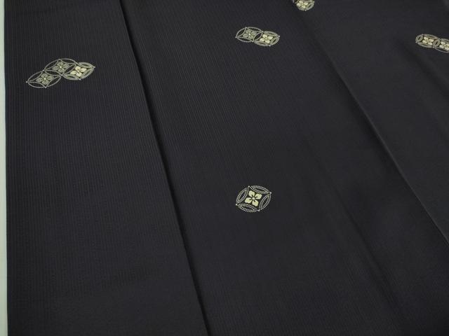 平和屋着物□極上 小紋 京印傳 ロング丈 七宝花菱 深紫色地