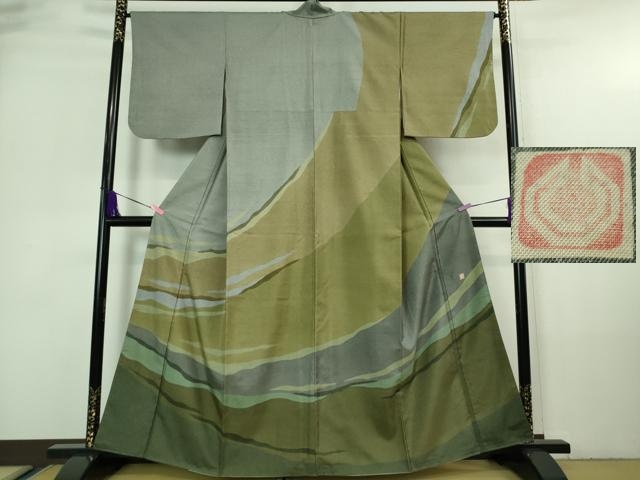 平和屋着物■極上　石川県指定無形文化財　牛首紬　訪問着　白山工房　手織り　霞文　逸品　DZAA7370kh5