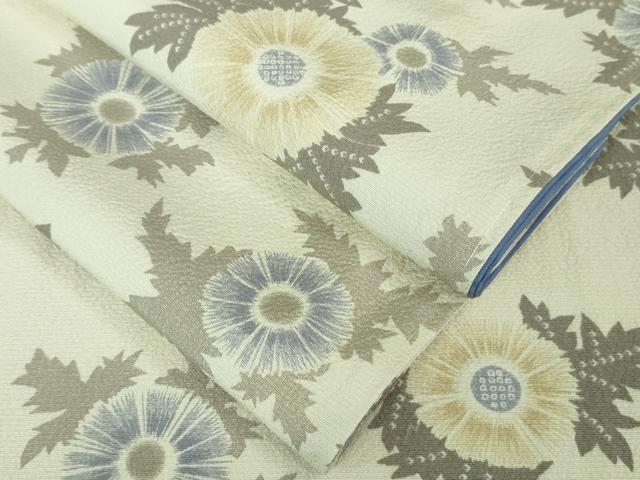平和屋着物■極上　小紋　タンポポ　蒲公英　象牙色地　逸品　未使用　DZAA7395kh5