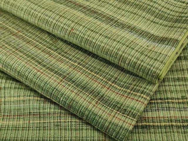 平和屋本店■極上　郡上紬　草木染　横縞　逸品　DZAA7404kh5
