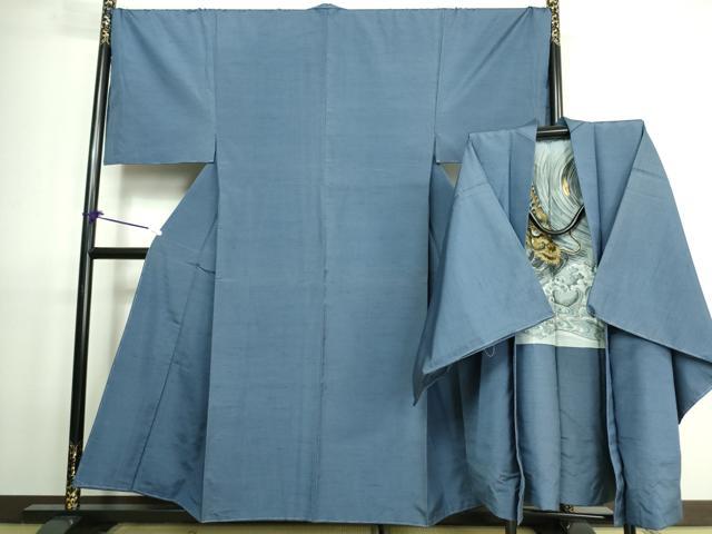 平和屋着物□極上 男性 紬 アンサンブル 長羽織 色無地 栗色 逸品 未使用