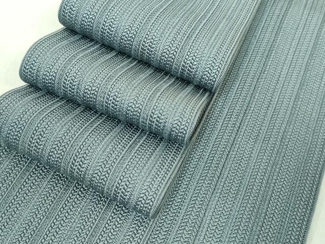 平和屋本店■極上　男性　本場筑前博多織　角帯　港鼠色地　箱付き　逸品　DZAA7465kh5