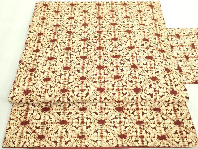 平和屋着物■極上　岩手の匠　草紫堂　南部絞り　茜染　紬　九寸名古屋帯　正絹　逸品　DZAA7506kh5