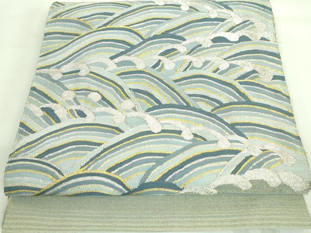 平和屋着物■極上　綴れ　八寸名古屋帯　立波文　金銀糸　逸品　DZAA7508kh5