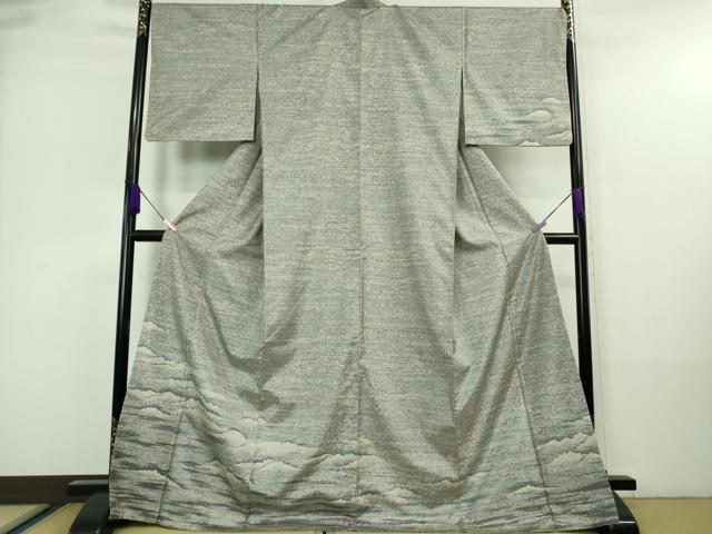 平和屋着物■極上　本場縞大島紬　訪問着　雲重ね　反端付き　逸品　DZAA7541kh5