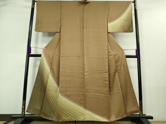 平和屋着物■極上　染色作家　斉藤三才　訪問着　暈し染め　柴染色地　逸品　DZAA7543kh5