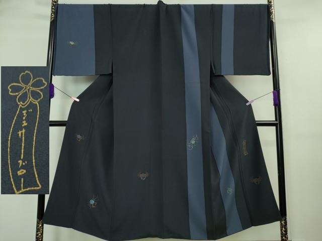 平和屋本店■極上　男性　世界的人形師　辻村寿三郎　ジュサブロー　訪問着　刺繍　蟹　カニ　金彩　逸品　DZAA7566kh5