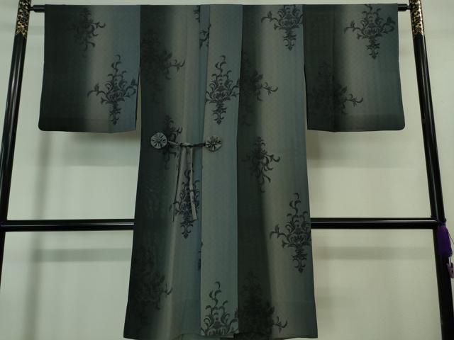 平和屋着物■極上　道中着　スリーシーズン 春夏秋 塵除け ロング丈　紋紗　洋花文　暈し染め　さが美扱い　反端付き　逸品　DZAA7578kh5