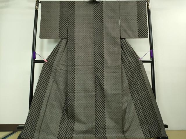 平和屋着物■極上　本場大島紬　ロング丈　9マルキ　市松　間道　逸品　DZAA7585kh5