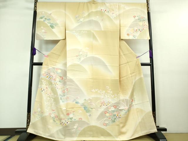 平和屋着物■極上　訪問着　駒刺繍　御所車吉祥花文　暈し染め　金彩　逸品　DZAA7599kh5