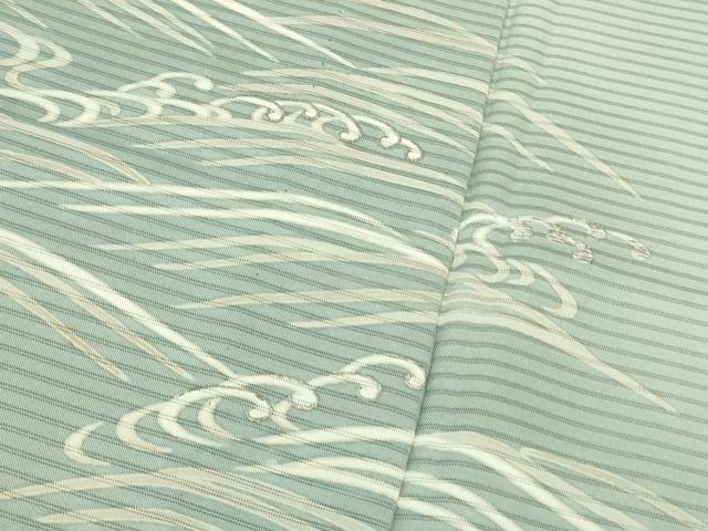 平和屋着物□極上 夏物 色留袖 変わり絽 刺繍 立波文 白緑色地