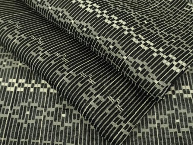 平和屋着物■極上　夏物　絹芭蕉　小紋　吉祥間道　黒地　逸品　DZAA7635kh5