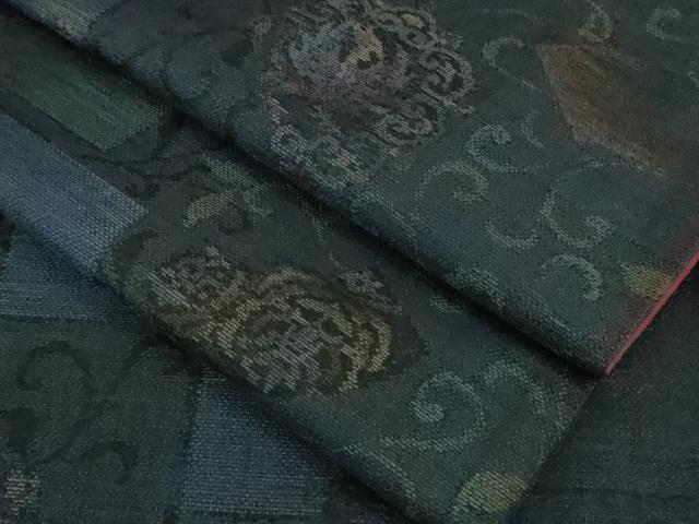 平和屋着物■極上　本場大島紬　7マルキ　朱雀　花唐草文　逸品　DZAA7640kh5 平和屋着物□極上 本場大島紬 7マルキ 朱雀 花唐草文 逸品 DZAA7640kh5