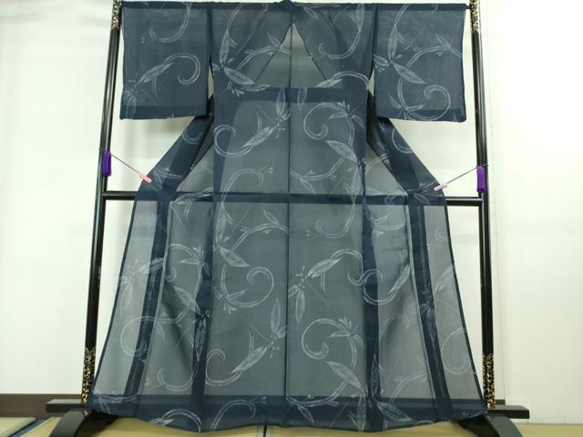 平和屋着物■極上　夏物　浴衣　絹紅梅　枝葉唐草　紺地　ゑり善扱い　逸品　DZAA7659kh5