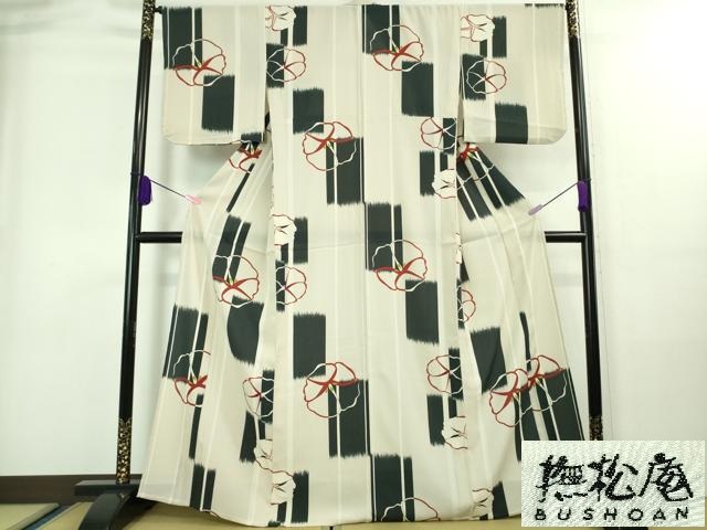 平和屋着物■極上　夏物　撫松庵　セオアルファ　小紋・浴衣兼用　椿　灰白色地　逸品　DZAA7690kh5