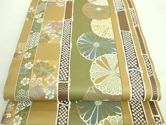 平和屋着物■極上　六通柄袋帯　唐織　吉祥花間道　金糸　逸品　DZAA7702kh5
