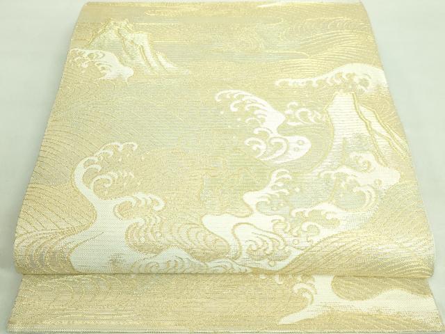 平和屋本店■極上　夏物　西陣　川島織物　六通柄　本袋帯　立波文　金糸　逸品　DZAA7714kh5