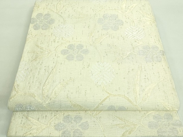 平和屋着物■極上　六通柄袋帯　笹蔓緞子　蒸栗色地　金銀糸　逸品　DZAA7715kh5