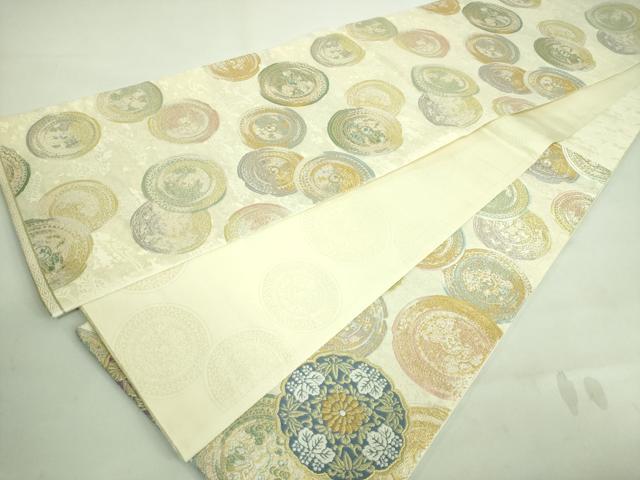 平和屋着物□極上 六通柄袋帯 唐織 三角縁神獣鏡三宮