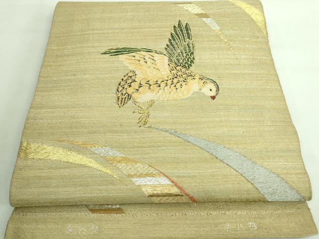 平和屋着物■極上　セミアンティーク　龍村美術織物　龍村製　太鼓柄　本袋帯　うずら　金銀糸　逸品　DZAA7725kh5