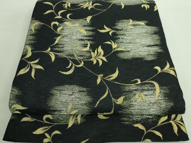 平和屋着物■極上　二代 栄一　山田忠夫　友禅楊子糊　六通柄袋帯　唐草文　黒地　金糸　逸品　DZAA7739kh5
