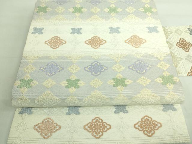 平和屋着物■極上　九寸名古屋帯　唐織　七宝花菱文　金銀糸　逸品　DZAA7751kh5