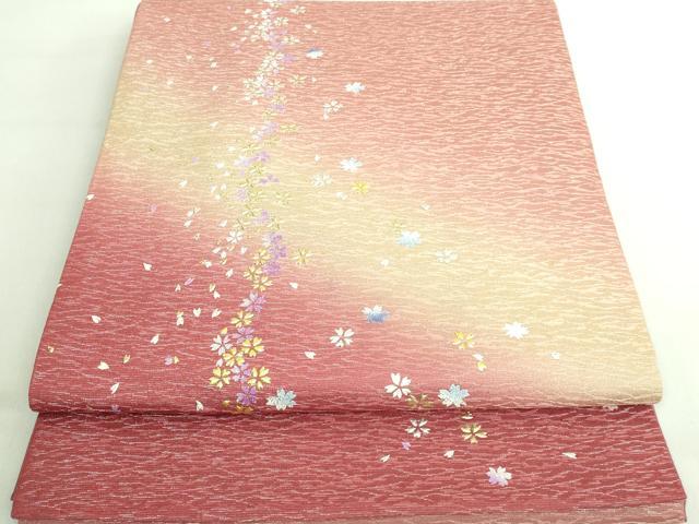 平和屋着物■極上　 金彩友禅　卓越技能者・名工・和田光正　太鼓柄袋帯　舞桜　金銀彩　逸品　DZAA7787kh5