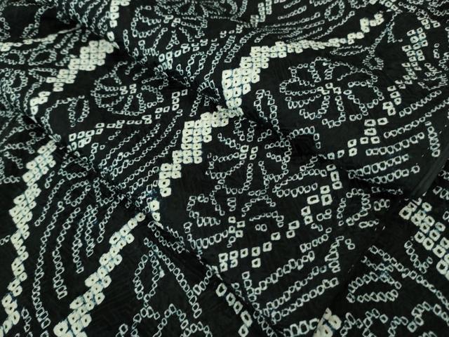 平和屋着物○上質な小紋 絞り 七宝文 黒地 正絹 逸品 CAAR1399hy