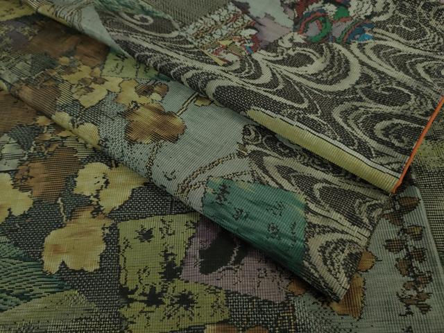 平和屋着物■極上　本場大島紬　百人一首　蔦の葉　さが美扱い　逸品　DZAA7851kh5 平和屋着物□極上 本場大島紬 百人一首 蔦の葉 さが美扱い 逸品